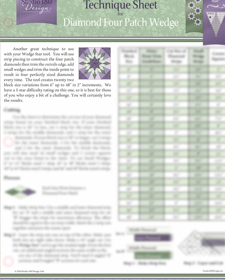 DIAMOND FOUR PATCH WEDGE TECHNIQUE SHEET | Two Crafty Mooses Brandon FL ...